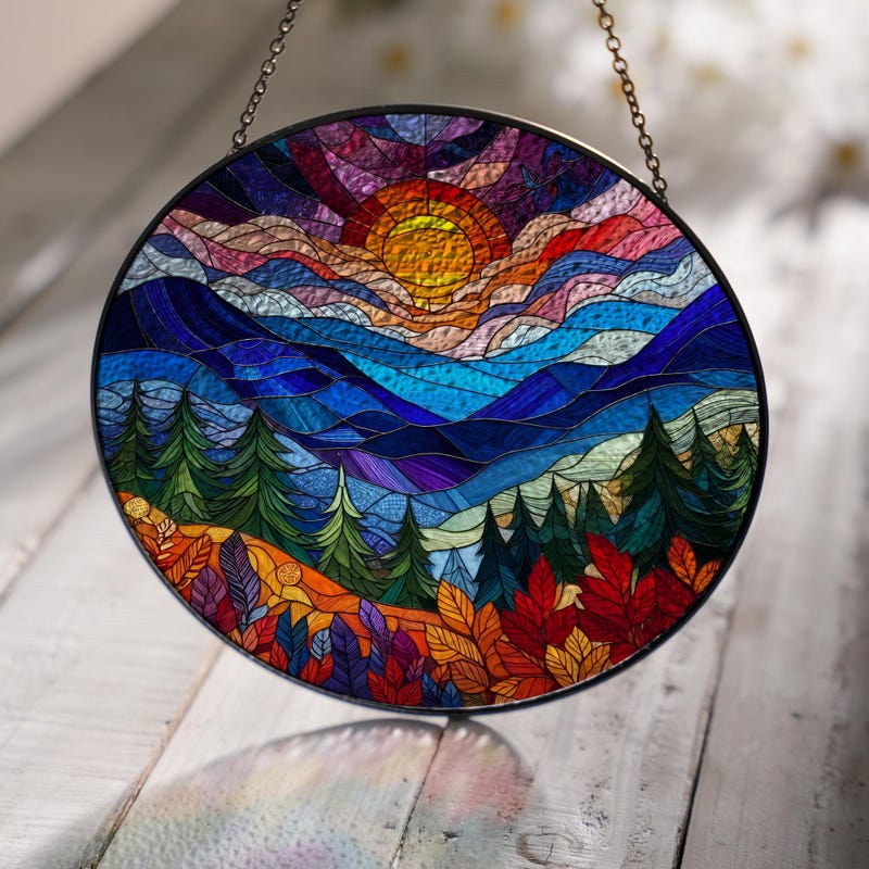 Mountain Scene Stained Glass - Etsy