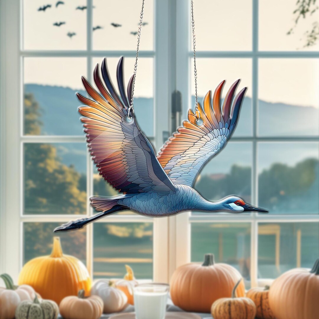 Sandhill Crane ACRYLIC Window Hanging, Bird Home Decor, Crane Decor ...