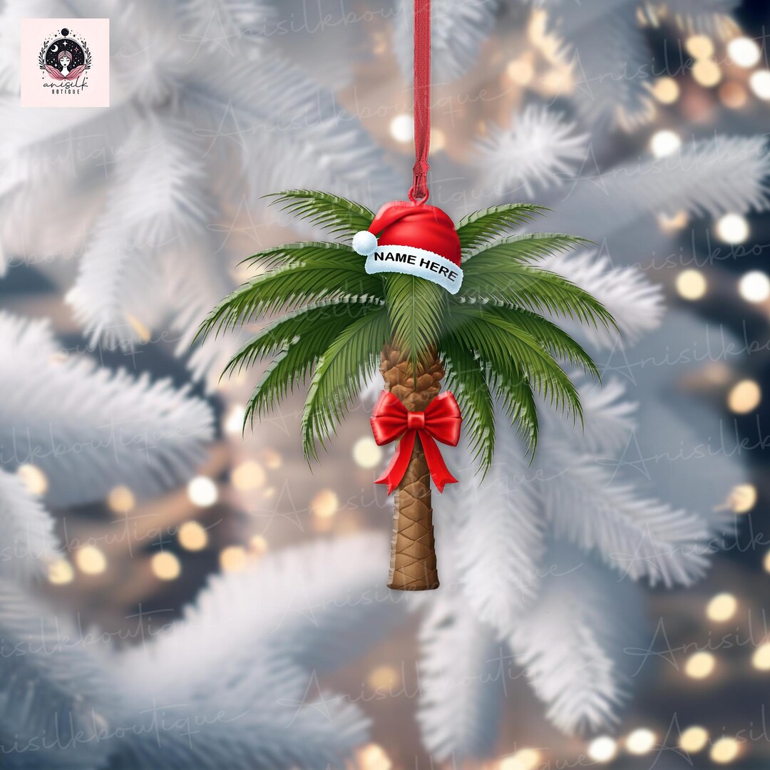 Personalized Tropical Palm Christmas Tree 2D FLAT Ornament, Palm Tree ...