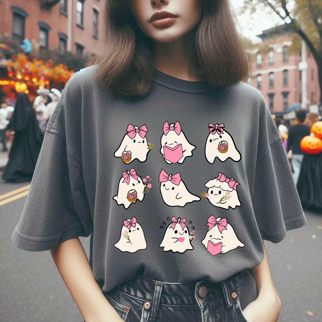 Pink Ghost Png Ghost Collage PNG, Halloween Png Cute Pink Reading Ghost ...