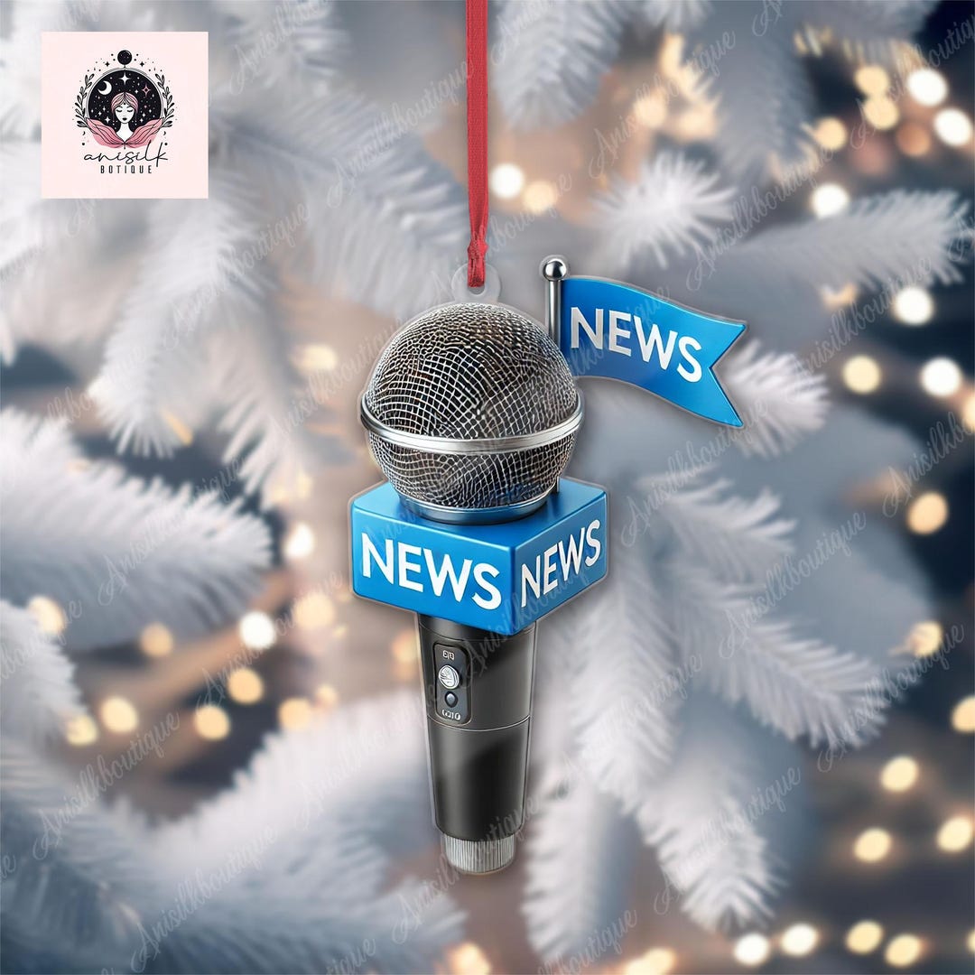 Personalized Reporter Microphone 2D FLAT Ornament, Journalist Gift ...