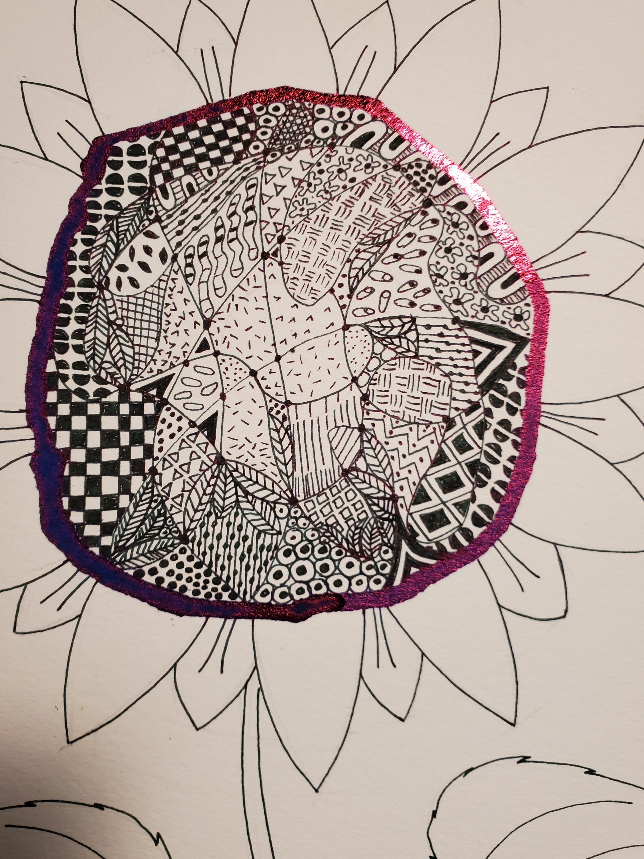 Sunflower an Inkling. Pen and Ink Drawing. Sparkly Vibrant - Etsy