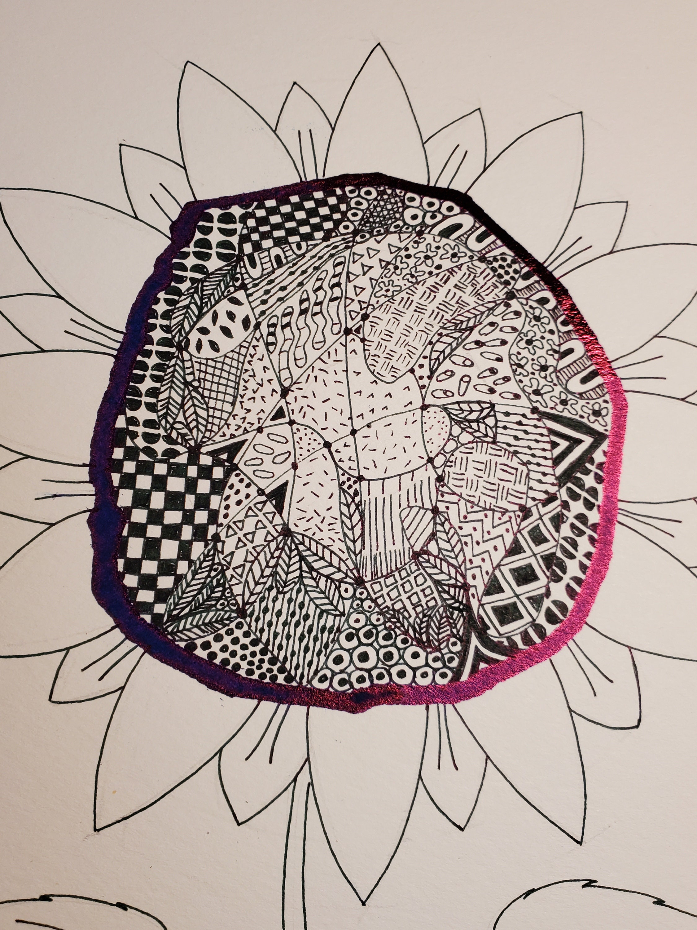 Sunflower an Inkling. Pen and Ink Drawing. Sparkly Vibrant - Etsy