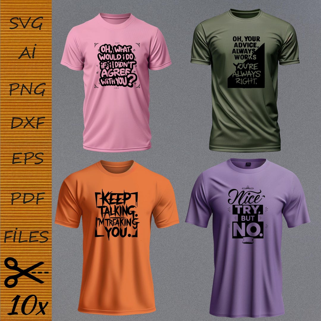 Sarcastic Quotes Bundle Svg, Png, Ai Funny Saying Vector for Cricut and ...