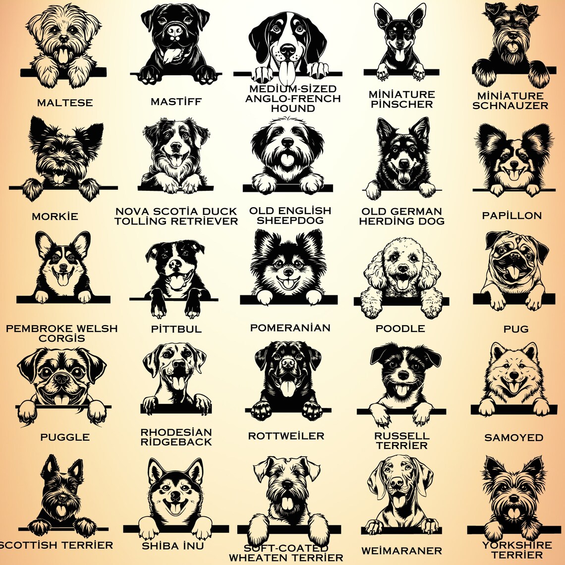 200 Dog Breed Digital Art Bundle Ai, Svg, Png, Eps, Dxf, Pdf Files ...