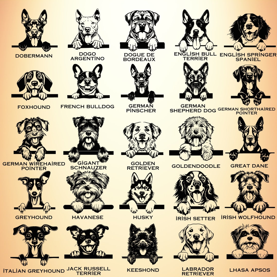 200 Dog Breed Digital Art Bundle Ai, Svg, Png, Eps, Dxf, Pdf Files ...