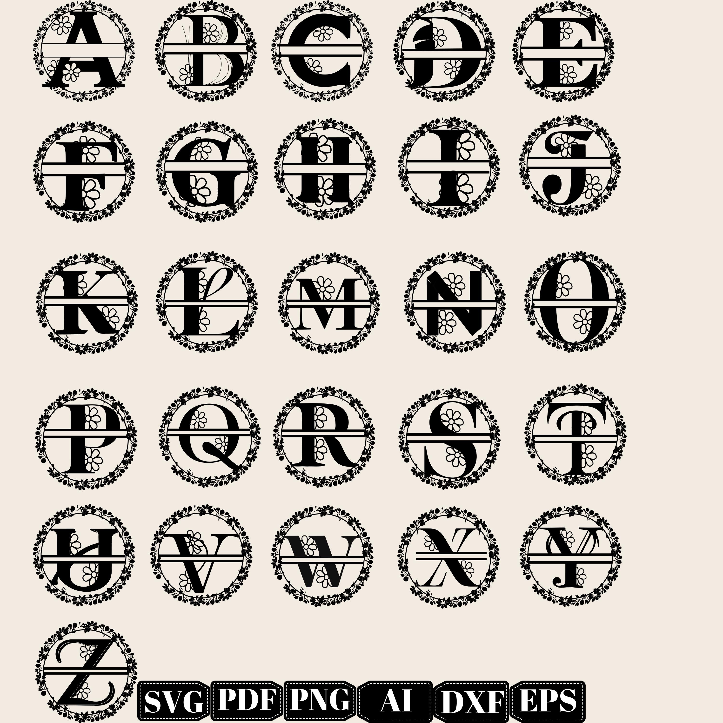 Split Monogram SVG Floral Monogram SVG Floral Alphabet SVG Floral ...