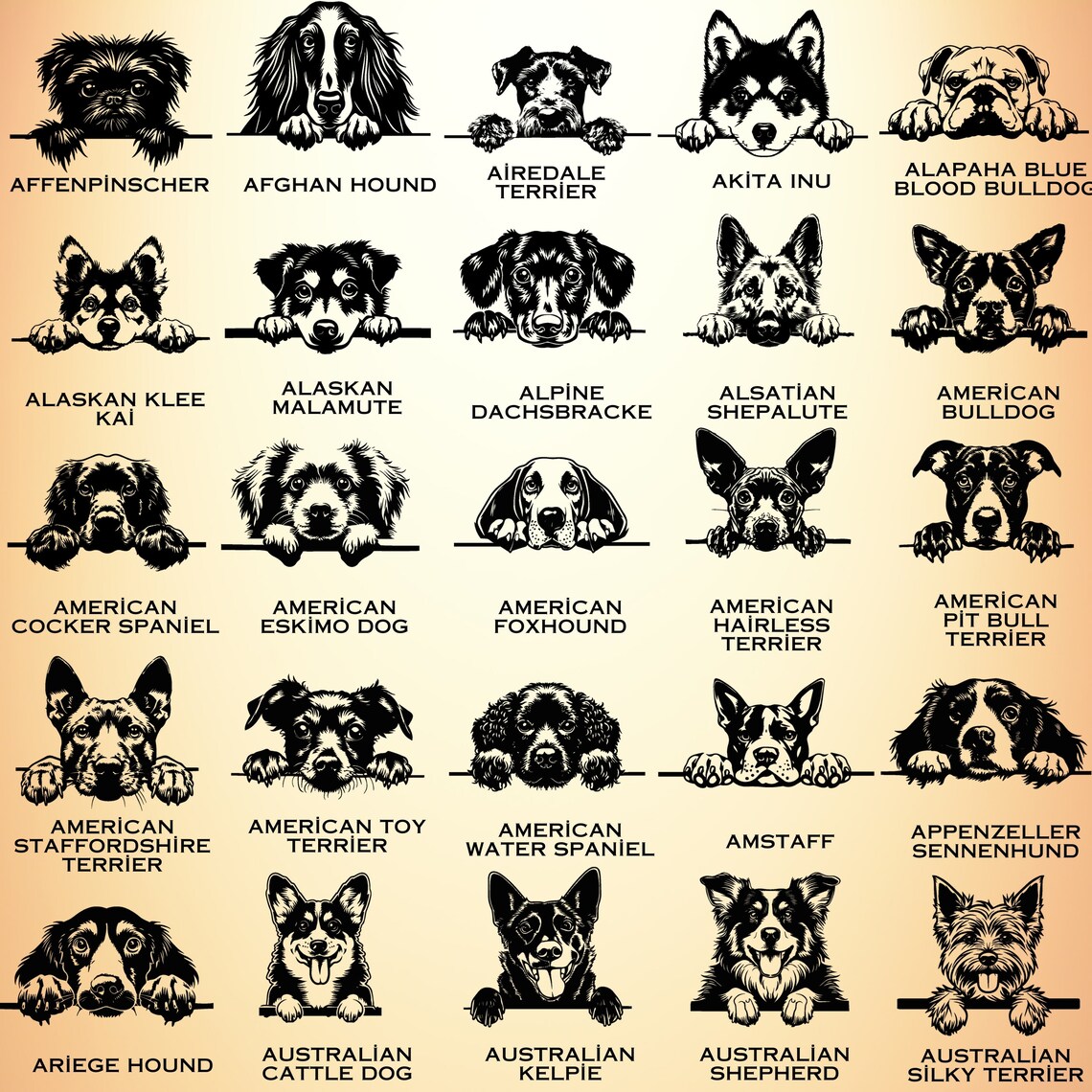 200 Dog Breed Digital Art Bundle Ai, Svg, Png, Eps, Dxf, Pdf Files ...