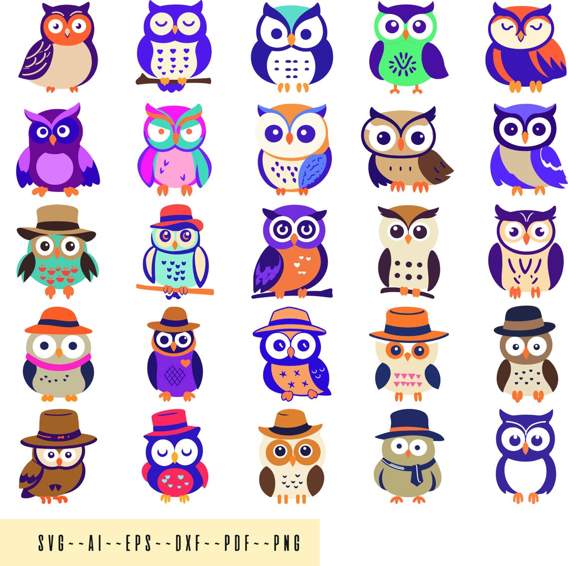 Owl SVG 50 Owl Vector Png Svg Ai Svg Files for Cricut Silhouette Unique ...