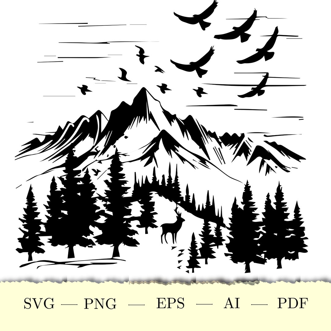 Creek Svg, Mountain Landscape Svg, Scenic Svg, River Scene, Lake Svg ...