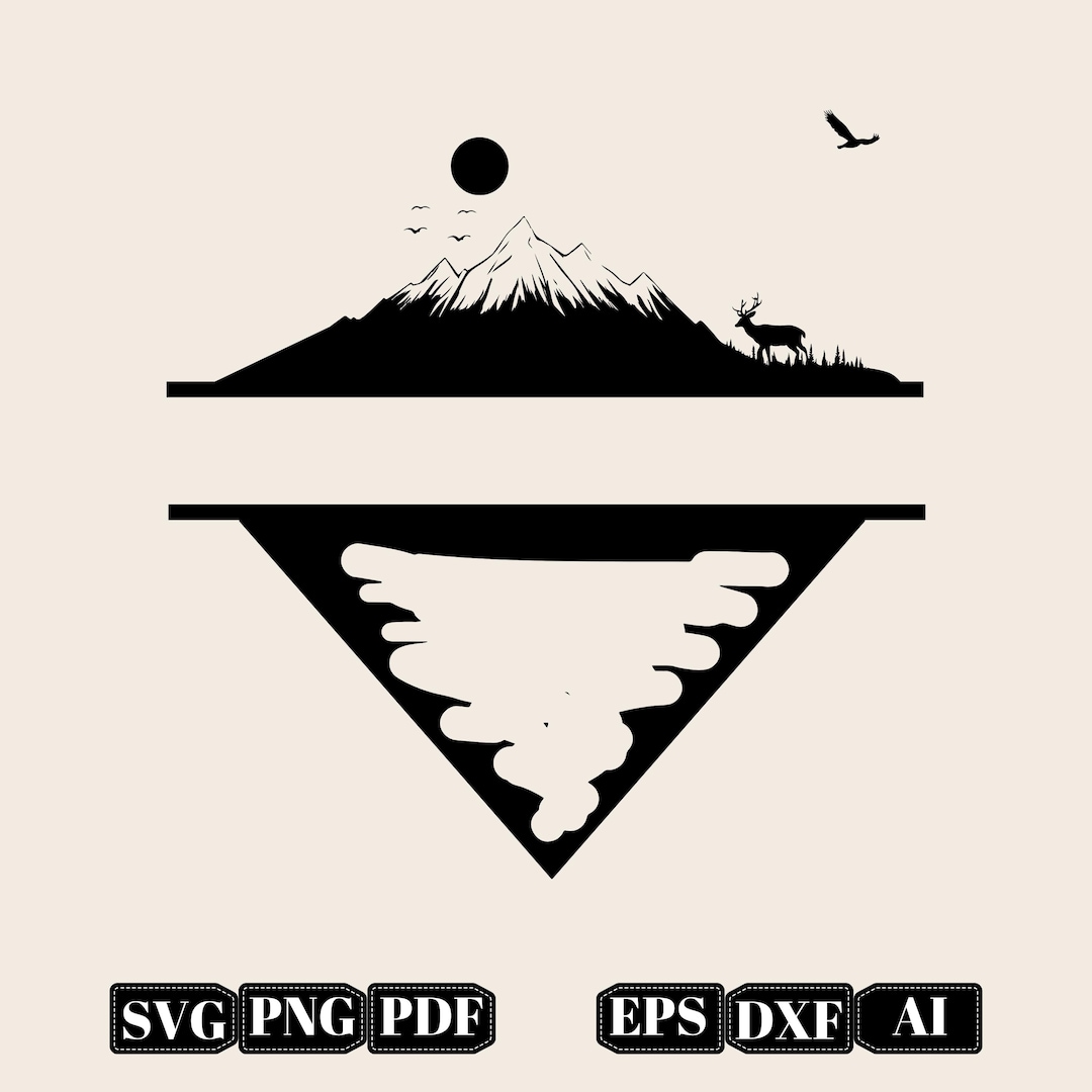 Scenic Svg, Mountain Monogram, Round Mountain Scene Svg, Lake & River ...