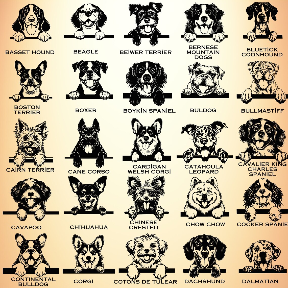 200 Dog Breed Digital Art Bundle Ai, Svg, Png, Eps, Dxf, Pdf Files ...