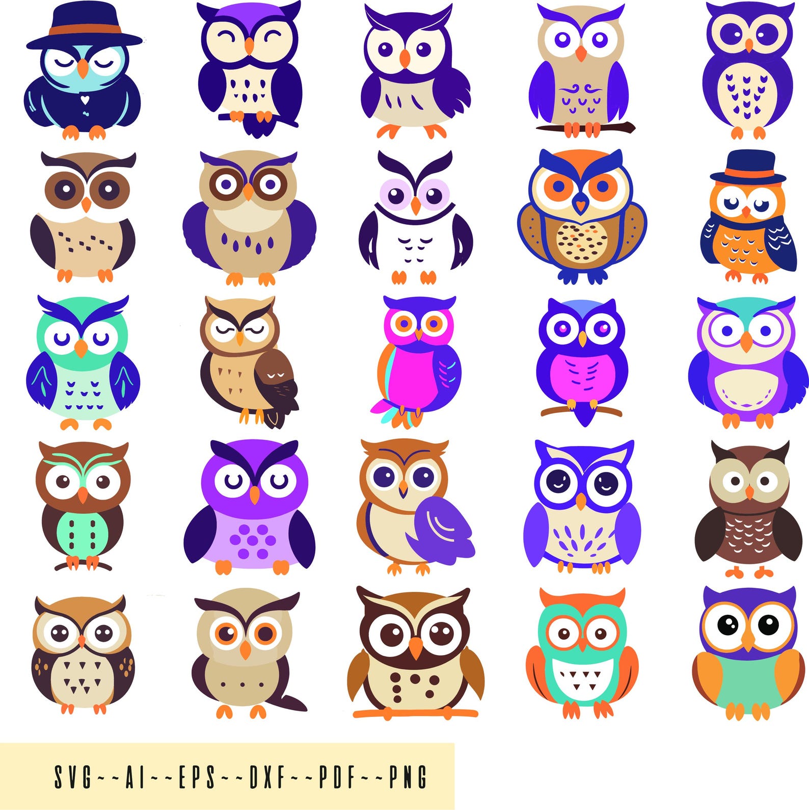 Owl SVG 50 Owl Vector Png Svg Ai Svg Files for Cricut Silhouette Unique ...