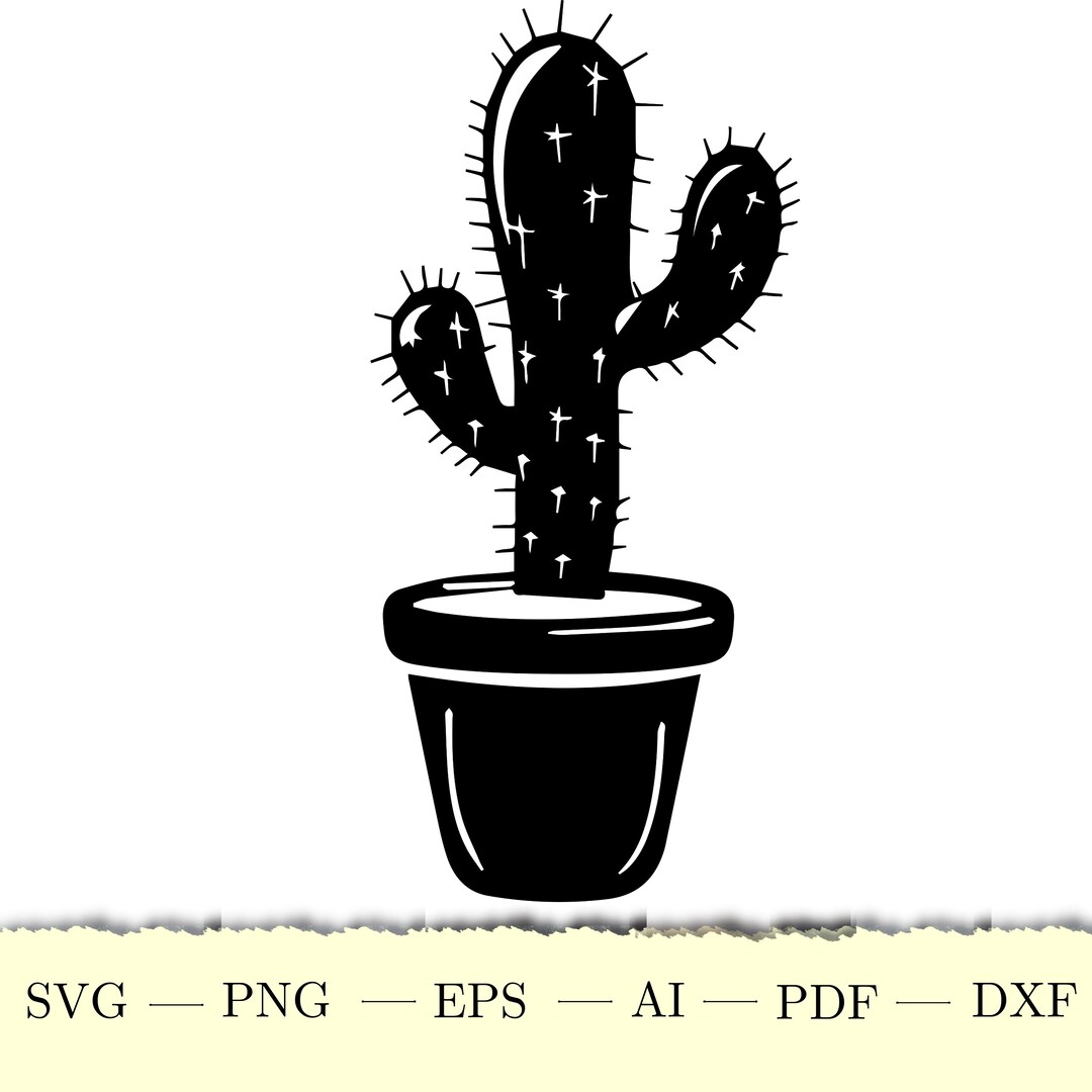 Cactus Vector, Cactus Silhouette Svg, Cute Cactus Svg, Potted Cactus ...