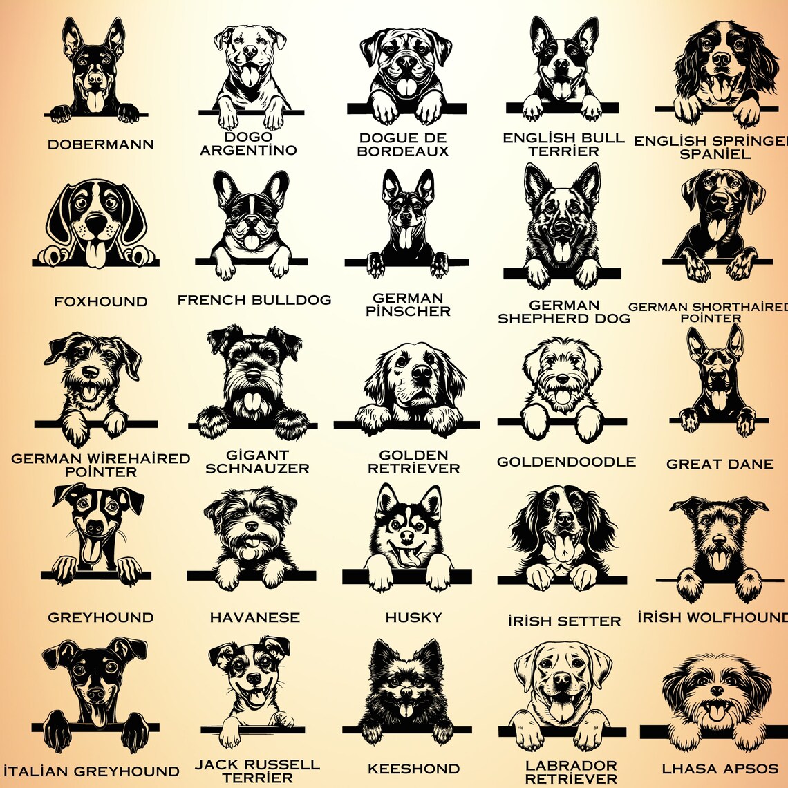 200 Dog Breed Digital Art Bundle Ai, Svg, Png, Eps, Dxf, Pdf Files ...