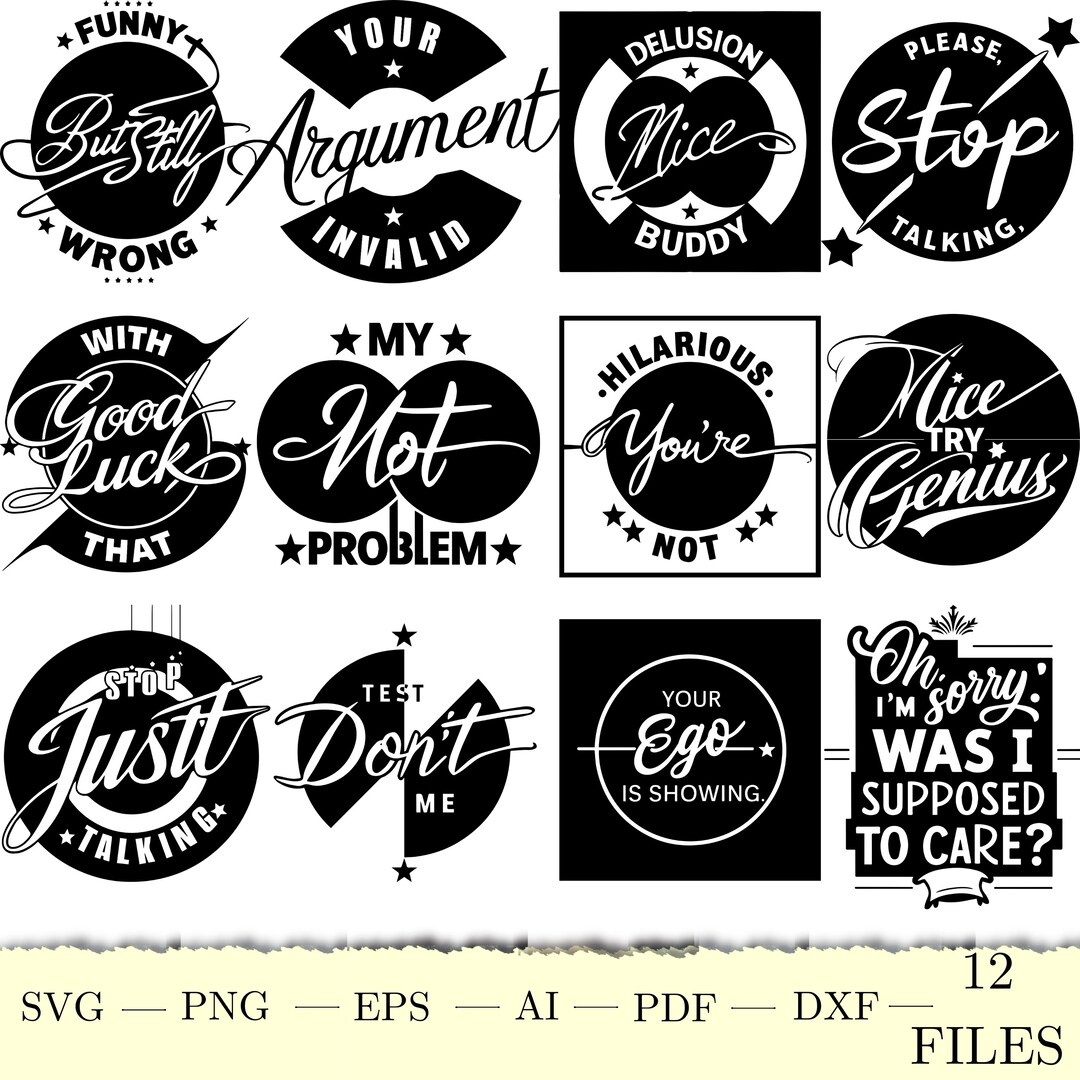 Sarcastic Quotes Bundle Svg, Png, Ai Funny Saying Vector for Cricut and ...