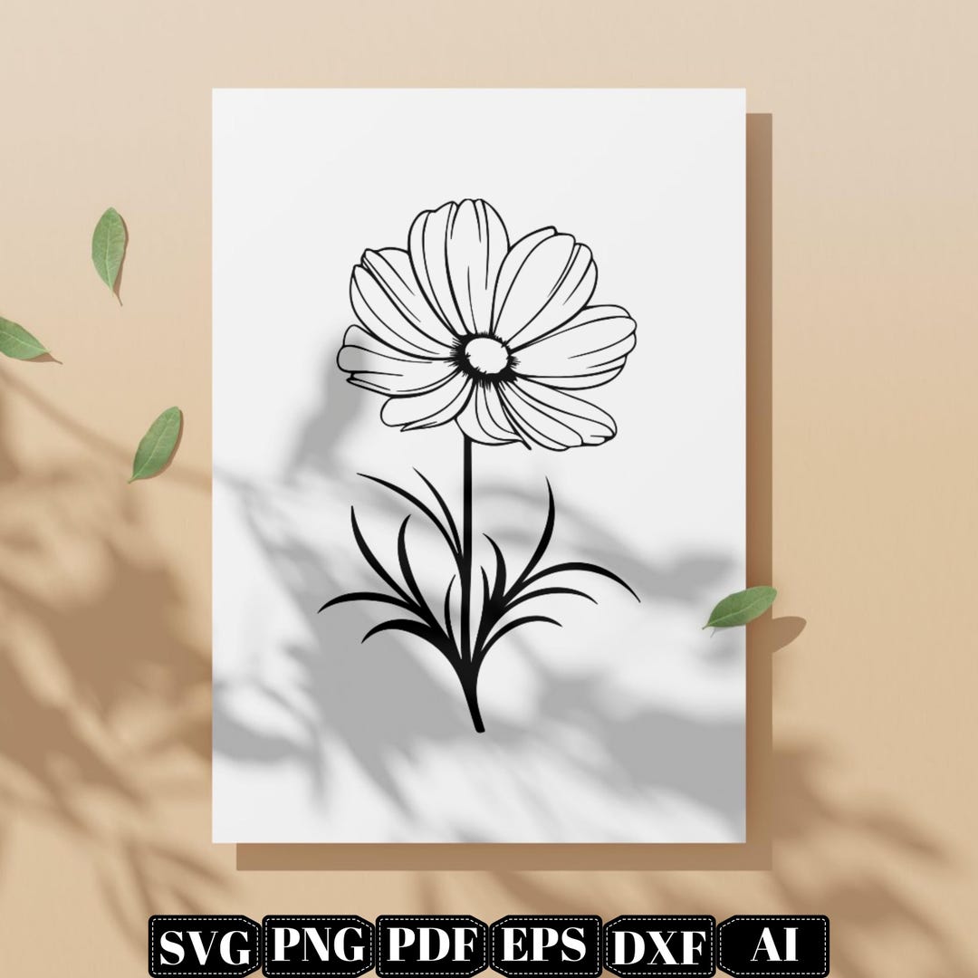 Cosmos Flower Svg Floral Clipart Vector Eps Png Ai Screen Print Design ...