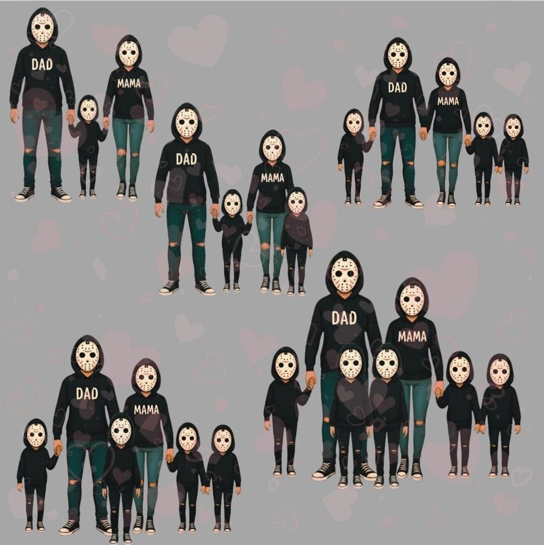 Retro Jason Png With Mama, Dad and Children. T- Shirts, Png ...