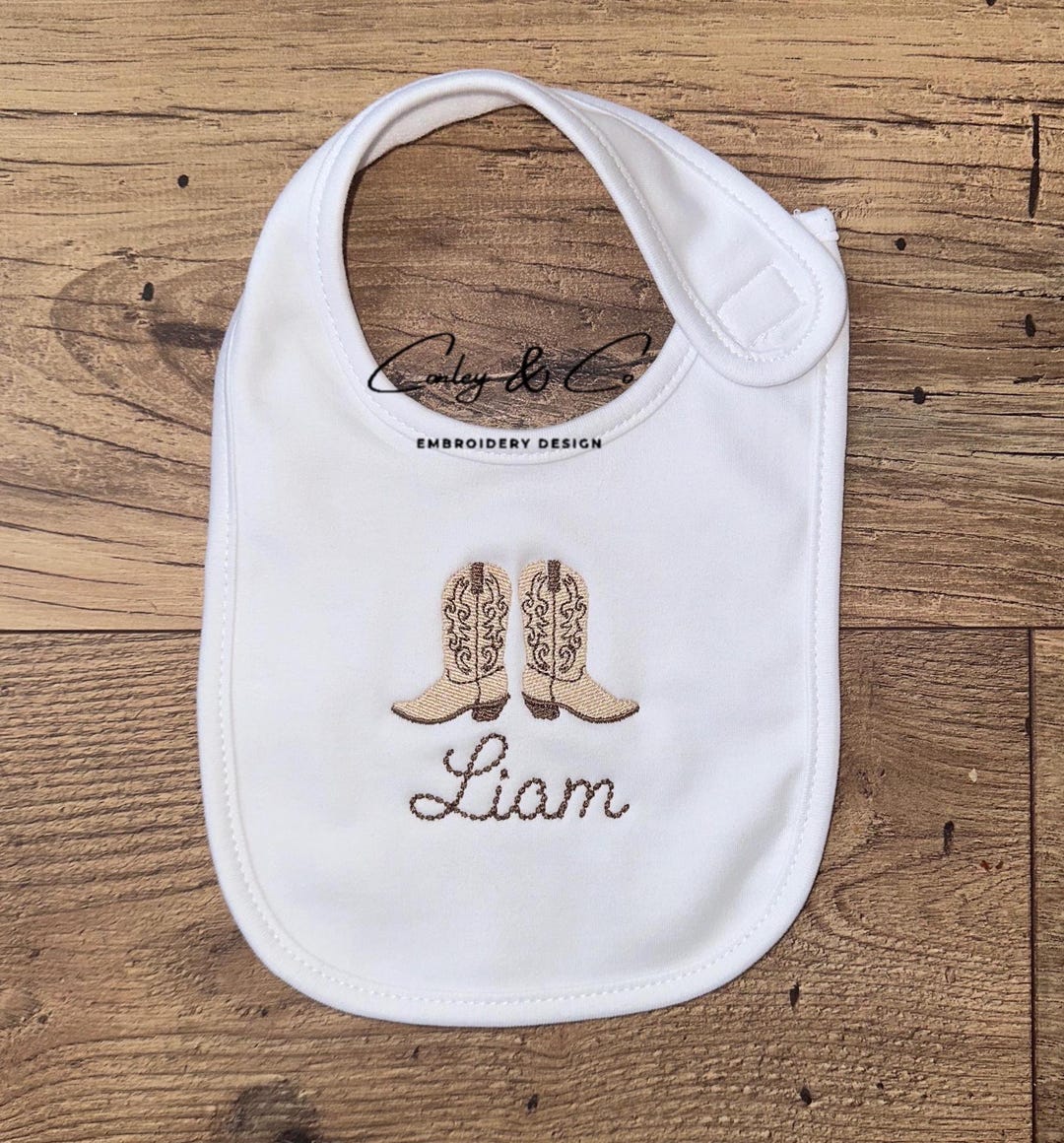 Boys Embroidered Bib, Multiple Designs, Embroidered Cowboy Bib ...