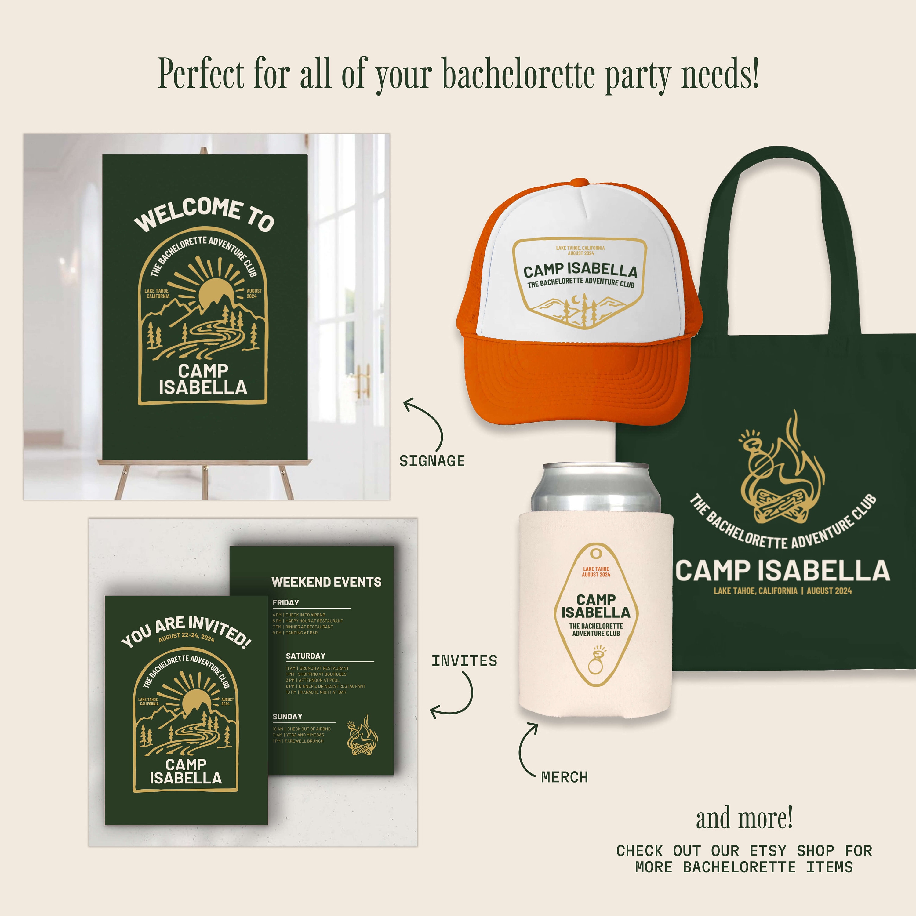 Canva Editable Camp Bride Bach Party Logo Template, One S'more ...