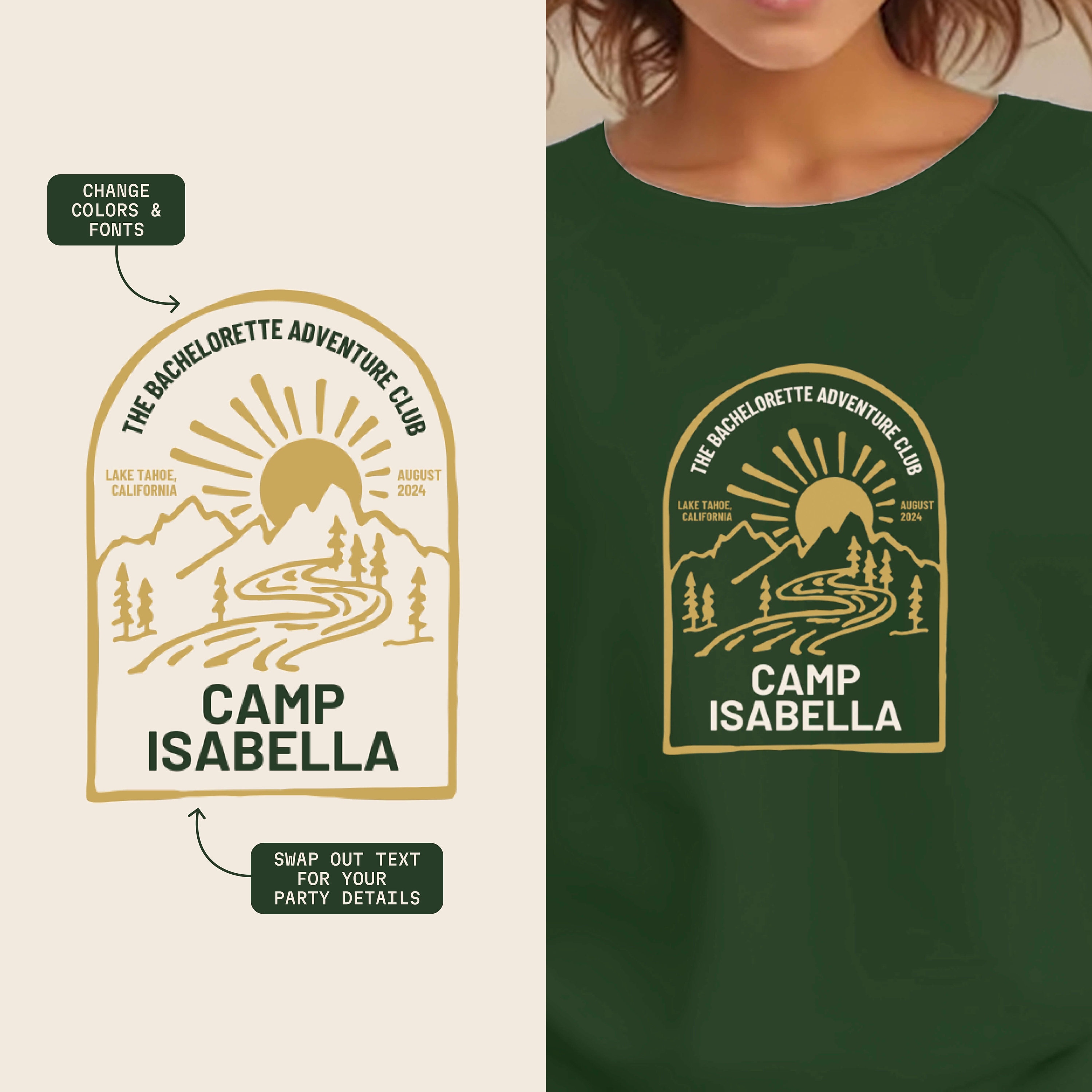 Canva Editable Camp Bride Bach Party Logo Template, One S'more ...