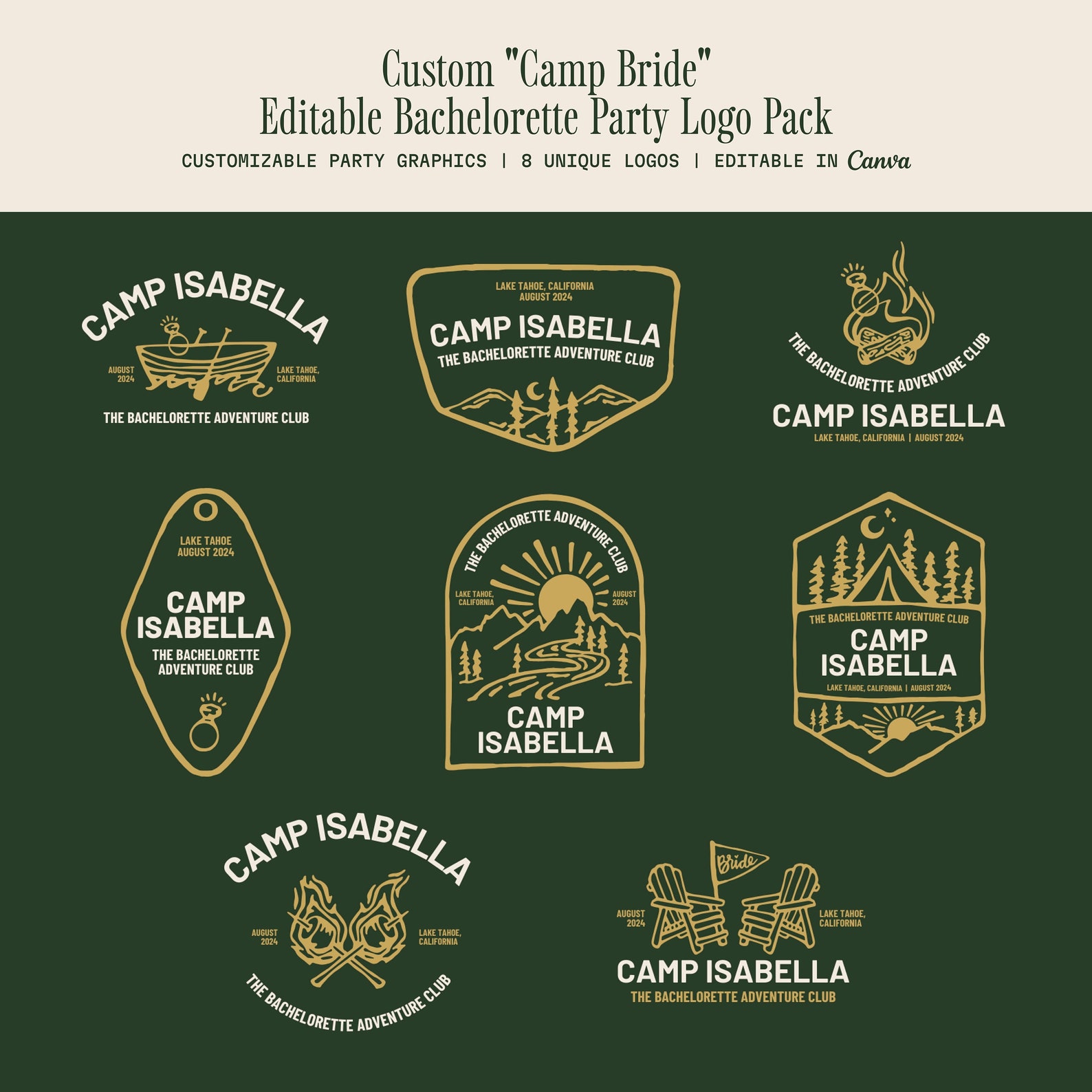 Canva Editable Camp Bride Bach Party Logo Template, One S'more ...