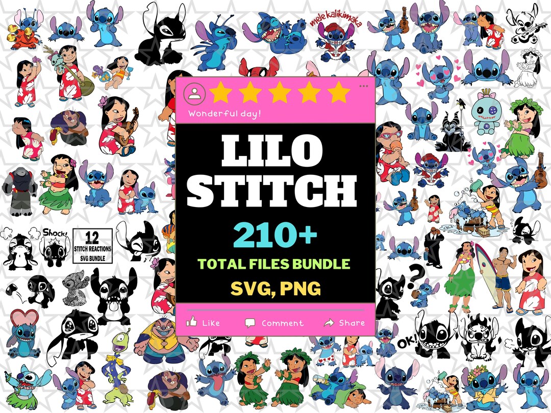 MEGA Stitch Svg, Stitch Bundle, Stitch Clipart, Stitch Png, Lilo and ...
