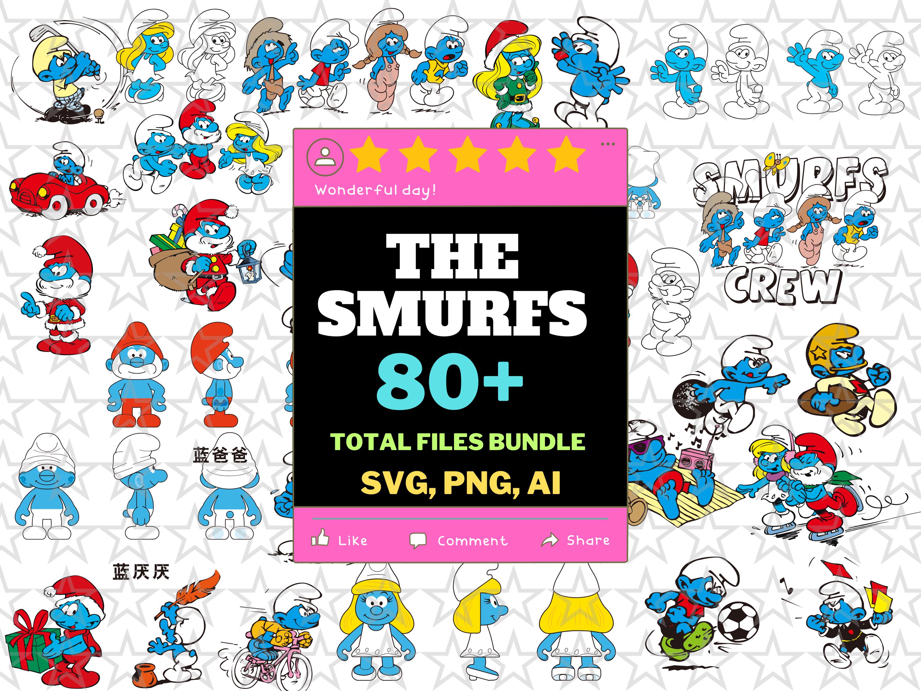 The Smurfs Svg Png Ai Bundle, Smurfs Png, Clipart Files, Smurfs Font ...