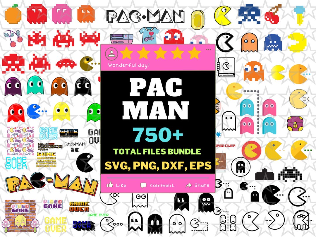 750+ Pac Man SVG Bundl, Includes Pac Man Pngs, Retro Arcade Clipart ...