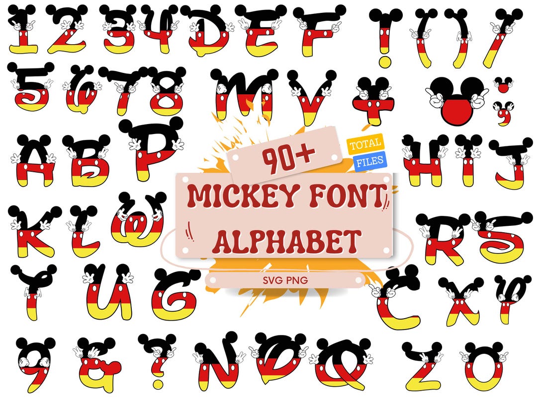 Mickey Font SVG, Mickey Alphabet Png, Svg Digital Download, Mouse Font ...