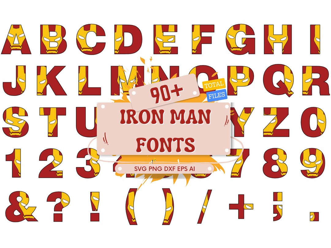 İron Man Alphabet Svg- İron Man Fonts Png- İron Man Letters- Digital ...