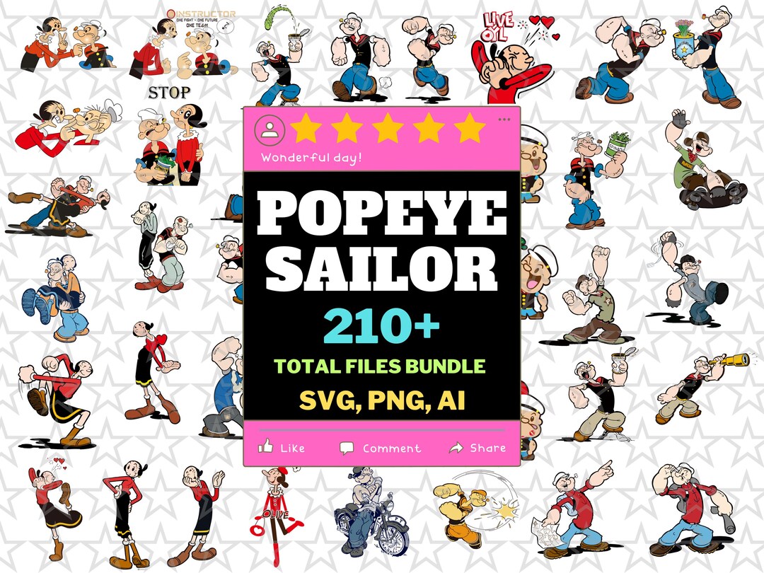 Popeye Sailoor Svg, Popeye the Sailorr Bundle Svg for Cricut, Bluto Svg ...