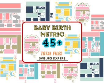 Baby Stats Bundle SVG Baby Birth Announcement Template Svg Baby Shower ...
