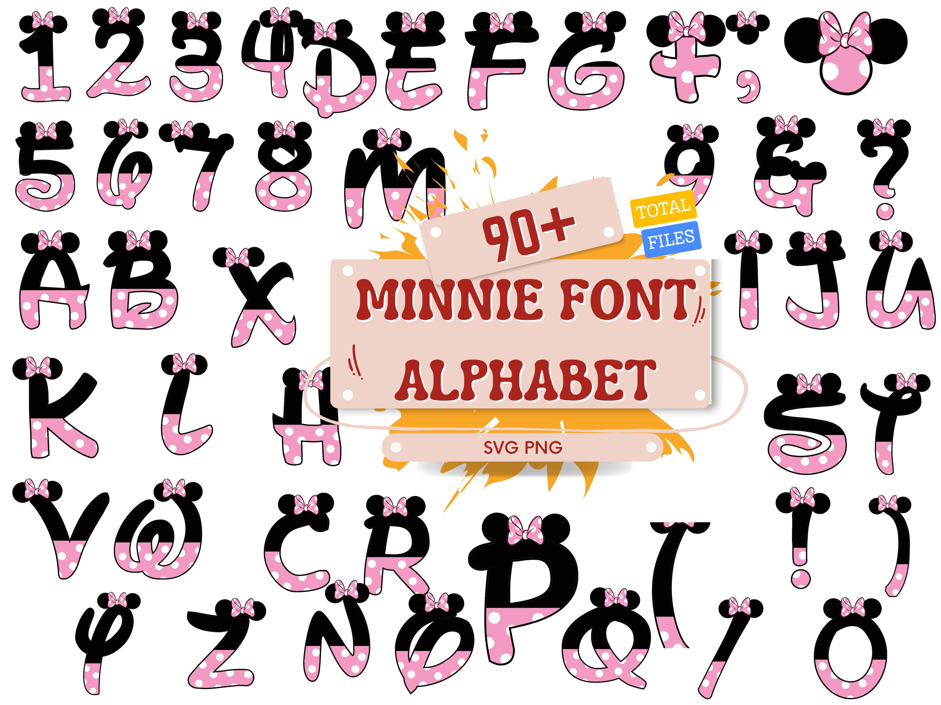 Minnie Alphabet Number Font Svg Bundle Layered Item, Clipart, Digital ...