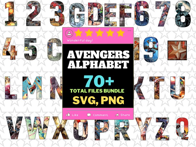 70+ Avengers Alphabet Svg Bundle, Font Svg, Letters, Numbers, Svg - Png ...
