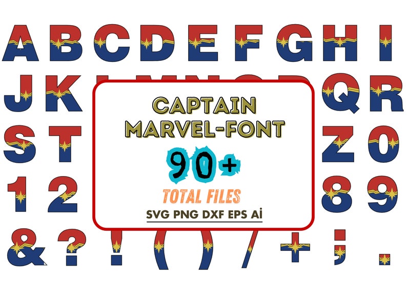 Captain Marval Fonts Svg Bundle, Alphabet, Letters, Numbers, Layered ...