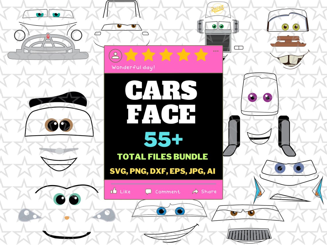 55+cars Face Png Bundle, Cars Png, Lightning Mcqueen Png, Cars PNG ...