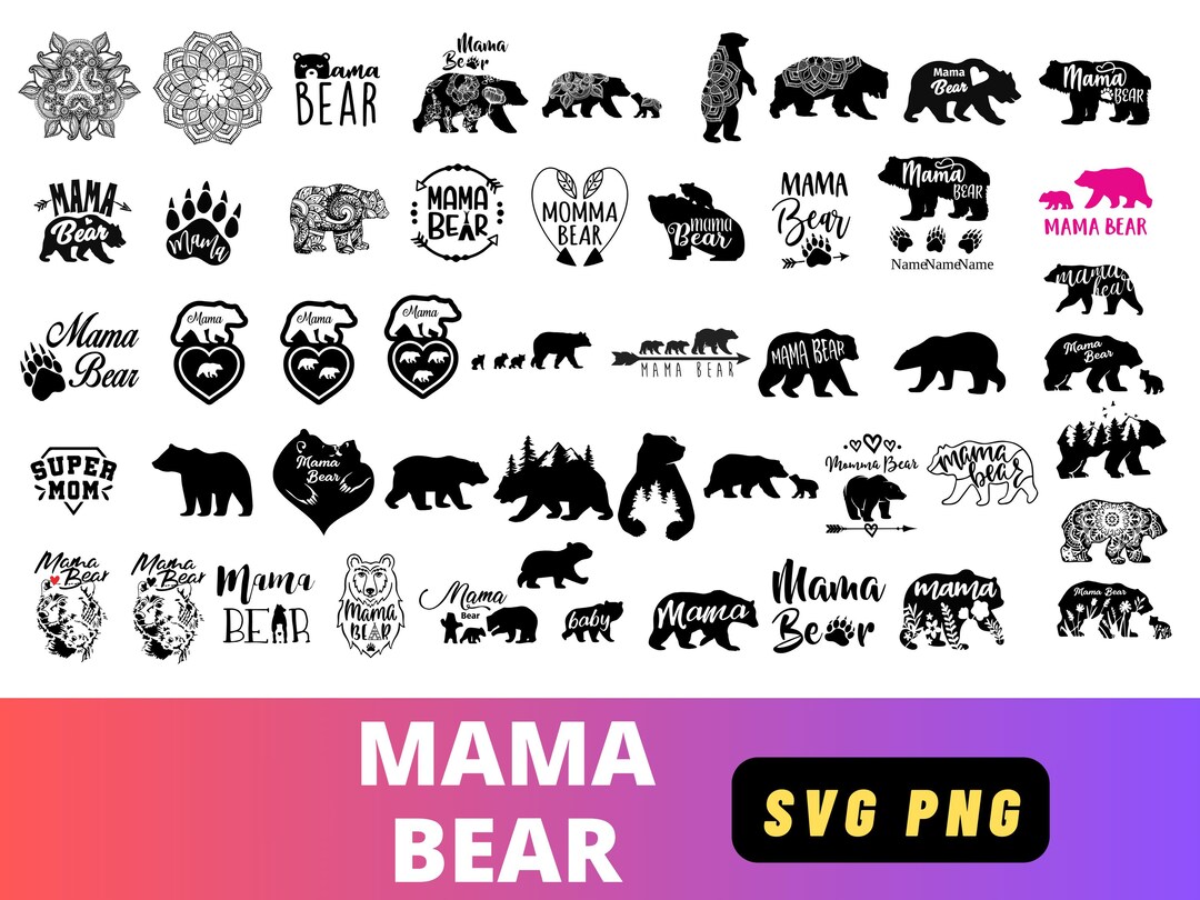 Mama Bear Svg Png, Bear Mama Svg, Mama Baby Bear Svg, Mom Life Svg ...