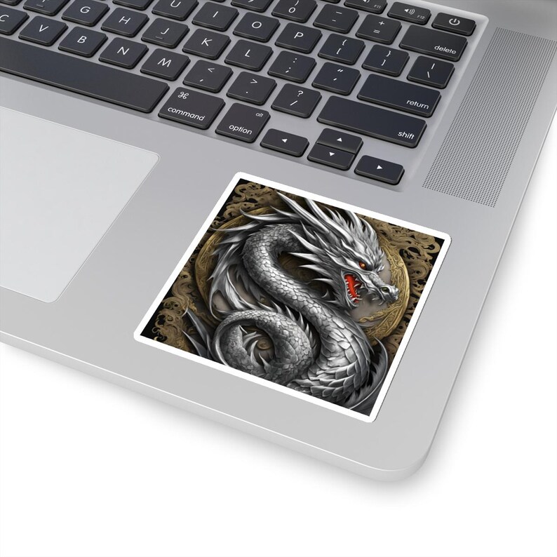 Silver Dragon Sticker Dnd Decal Water Bottle Luggage Car Window Laptop ...