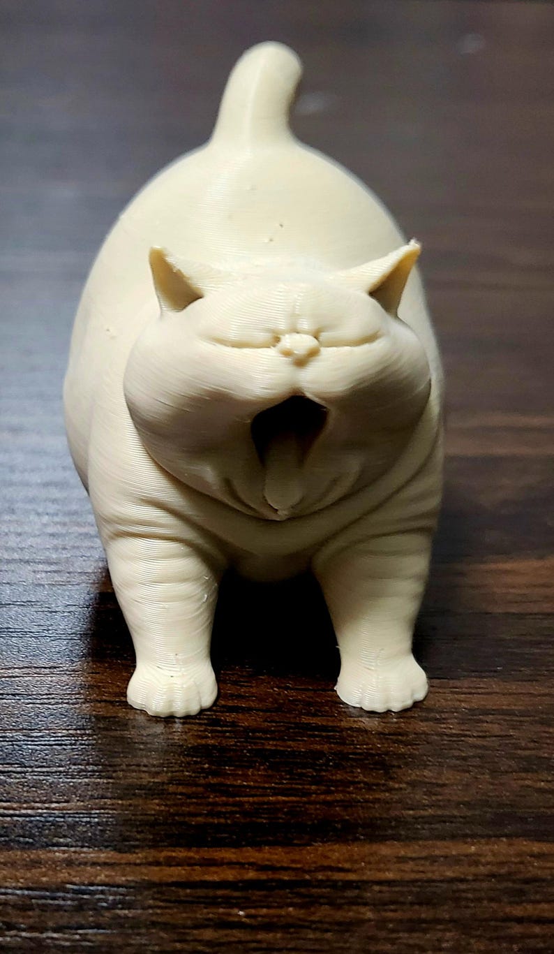 Chunky Fat Cat Yawning Figurine - Etsy