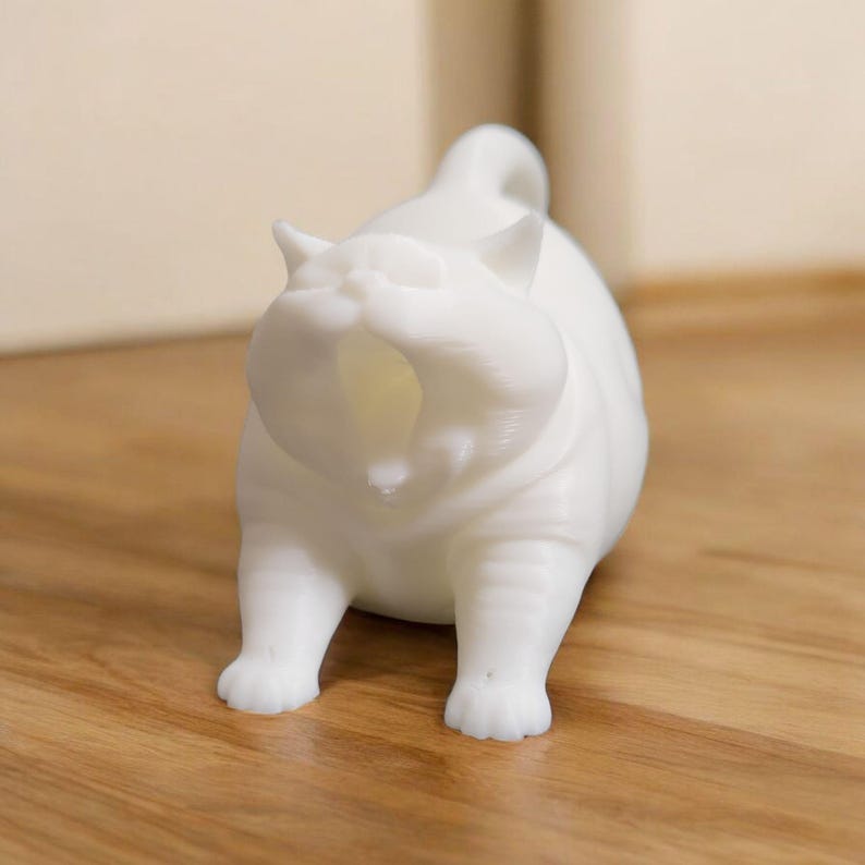 Chunky Fat Cat Yawning Figurine - Etsy