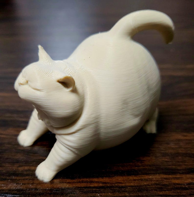 Chunky Fat Cat Yawning Figurine - Etsy