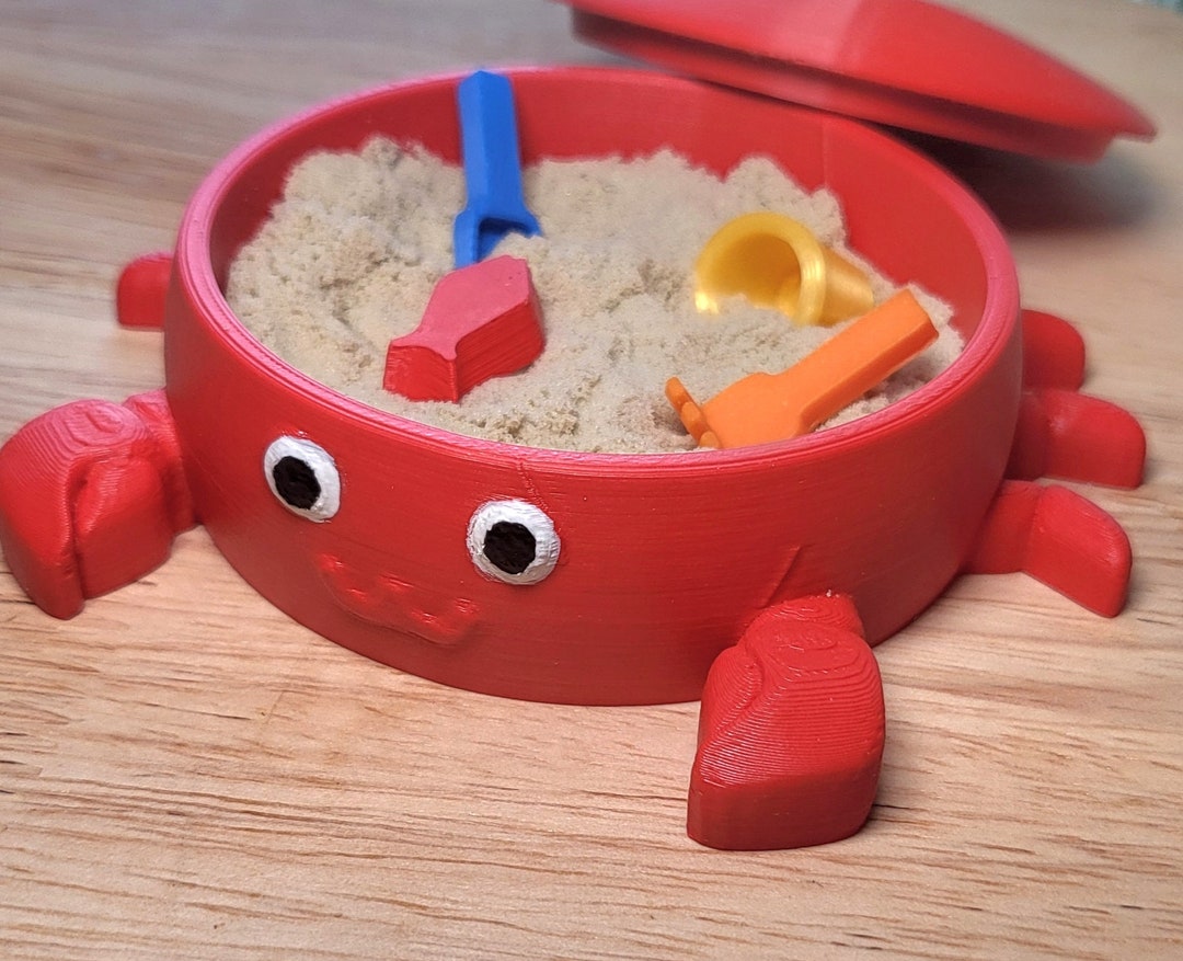 Mini Crab Sandbox With Lid, 4 Toys and Kinetic Sand, Perfect for ...