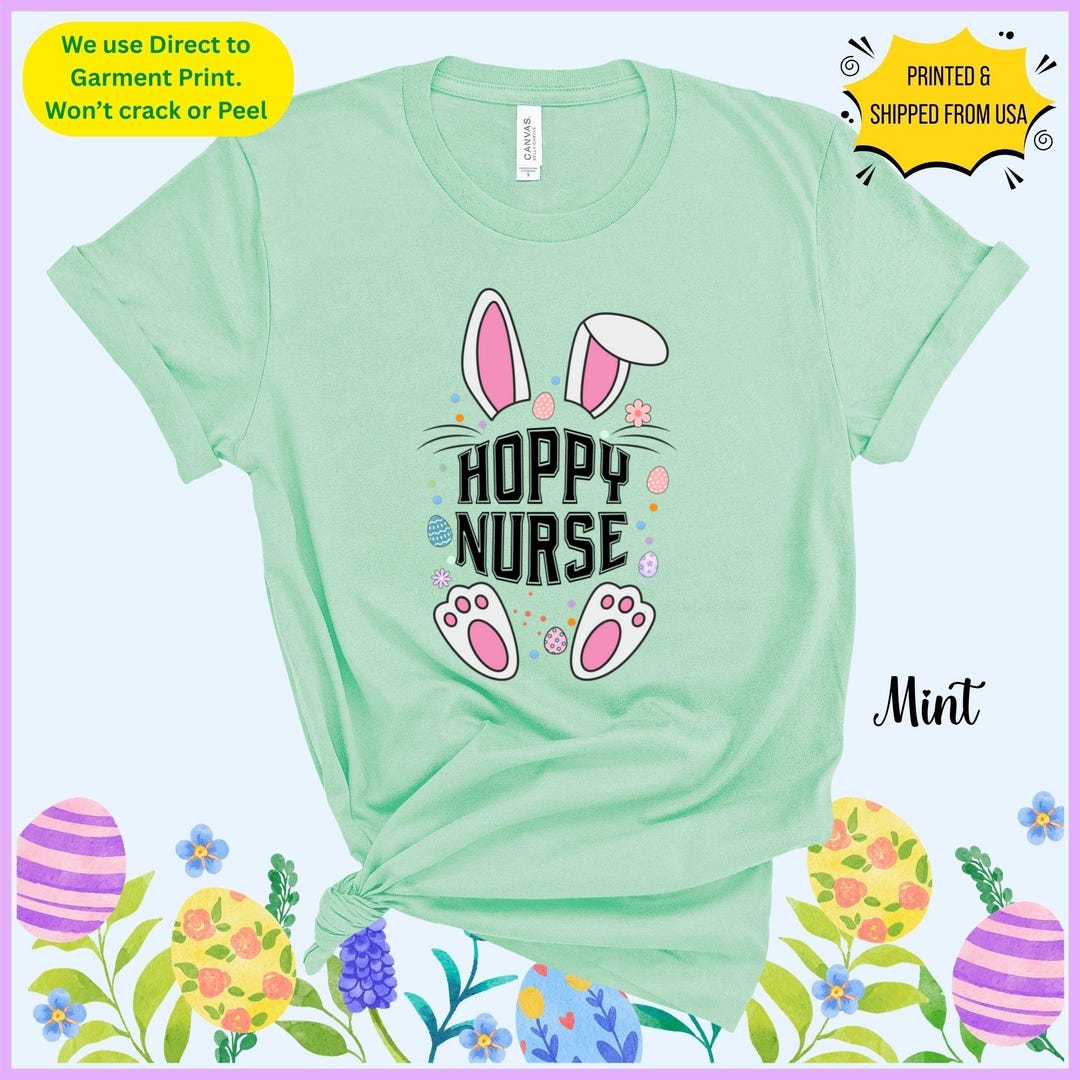 Hoppy Nurse Easter Shirt-funny Bunny Nurse Shirt- RN Easter Tee-cute ...