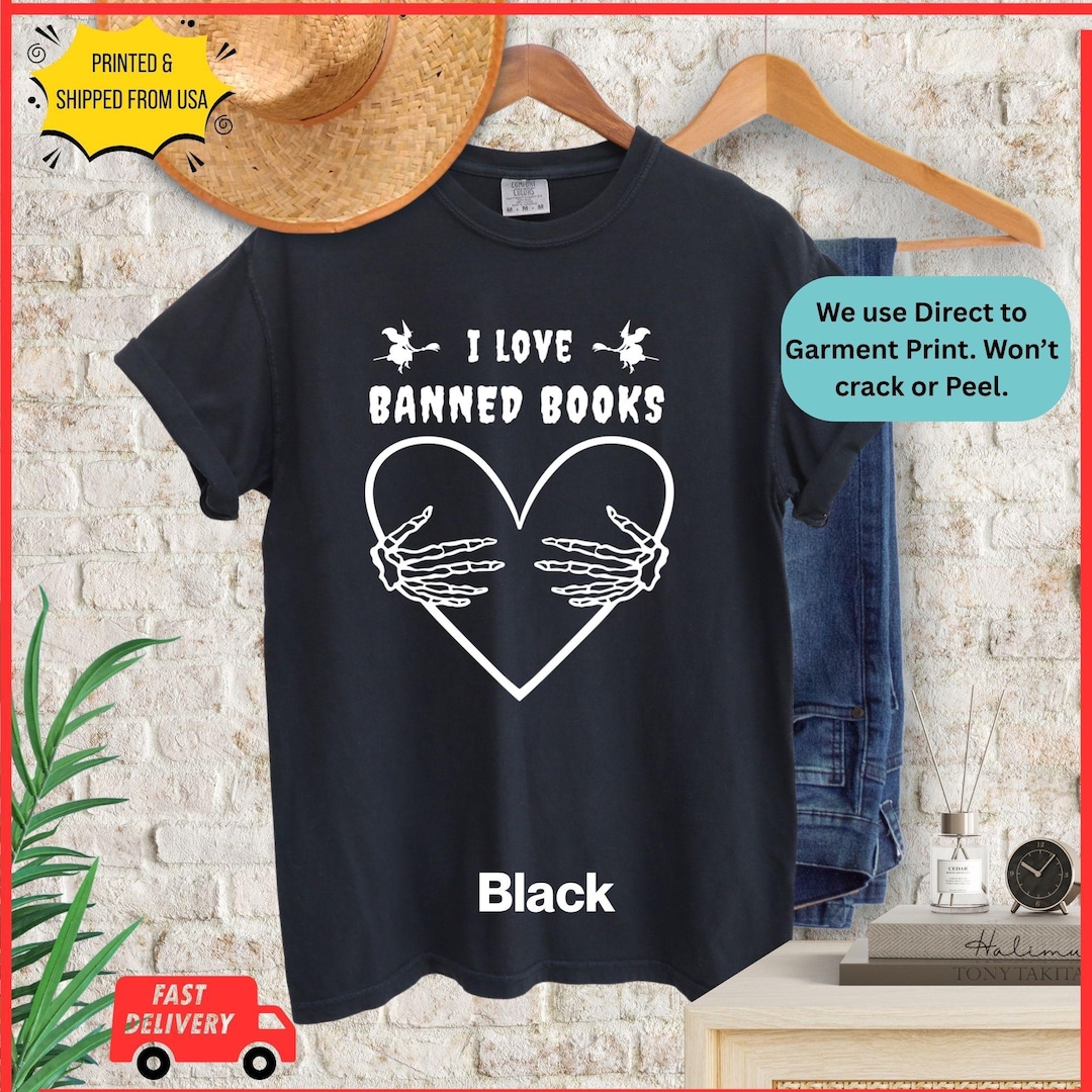 Custom I Love Banned Books Shirt | Skeleton Hugging Book Tee ...