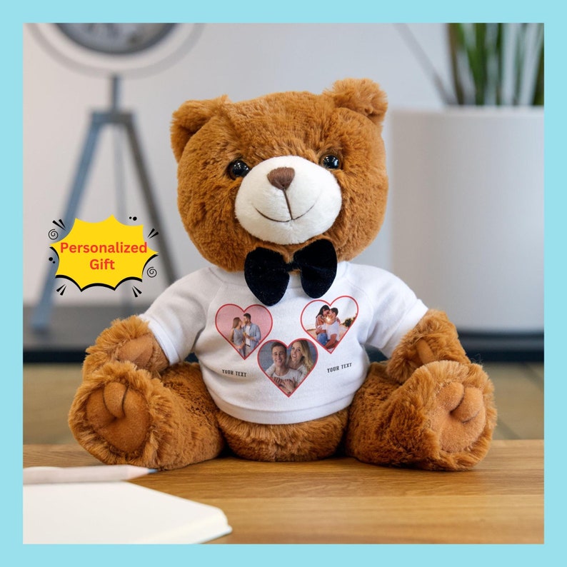 Personalized Teddy Bear With Photo & Custom Message Family Picture Gift ...