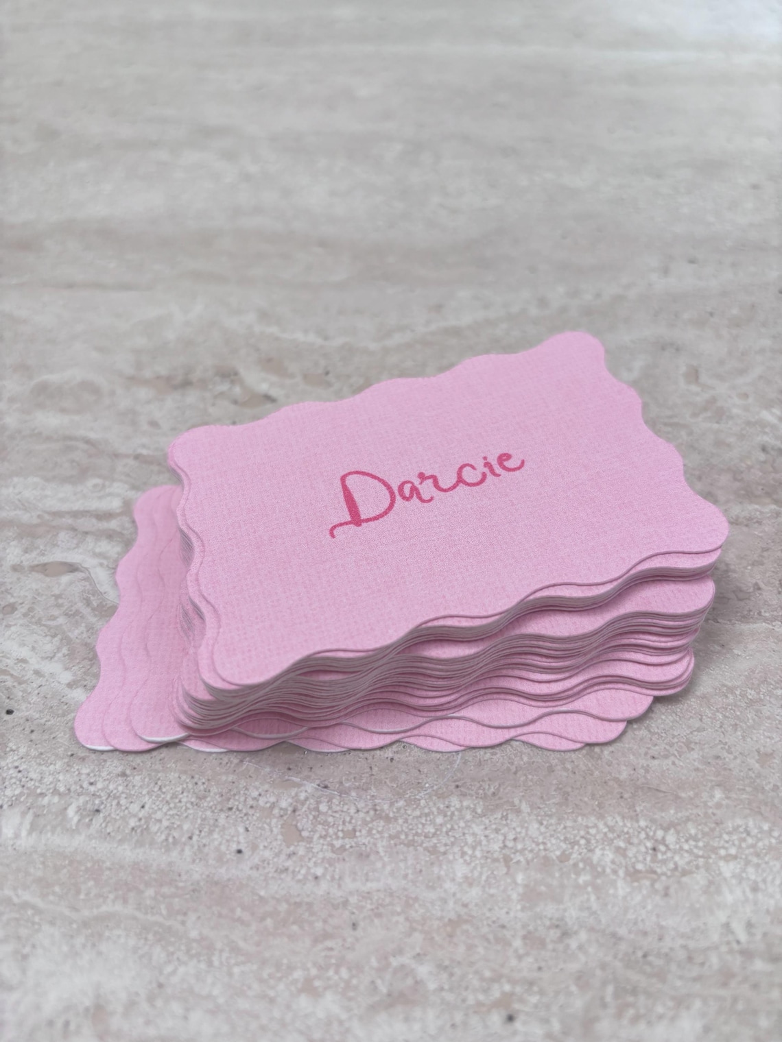 Pink Name Place Cards, Name Tags, Wavey Place Cards, Colourful Table ...