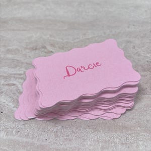 Pink Name Place Cards, Name Tags, Wavey Place Cards, Colourful Table ...