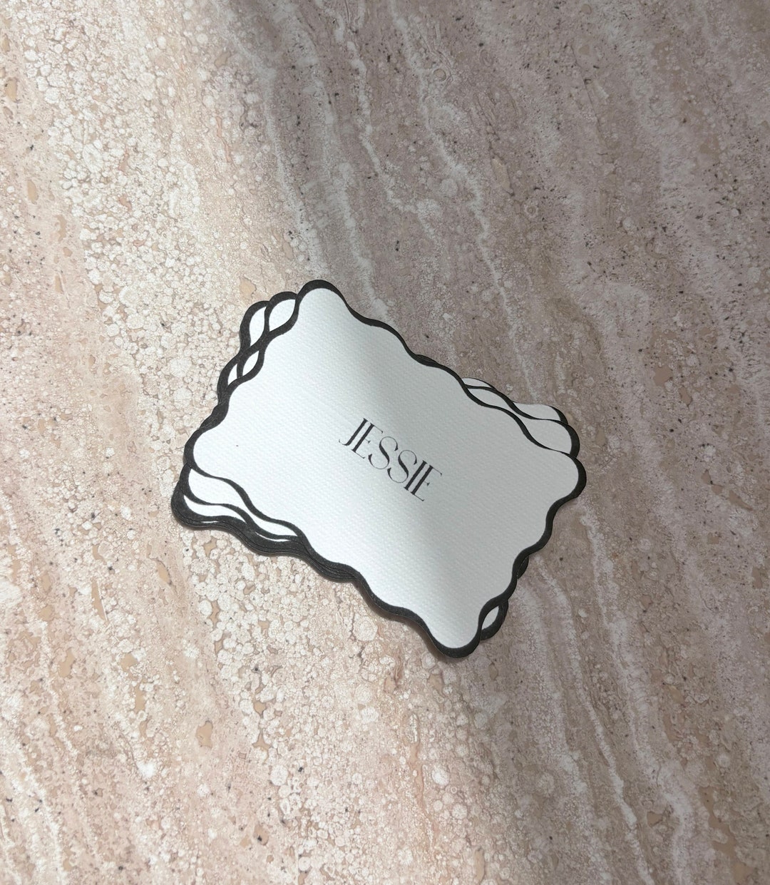 Black and White Name Place Cards, Name Tags, Wavey Place Cards, Classic ...