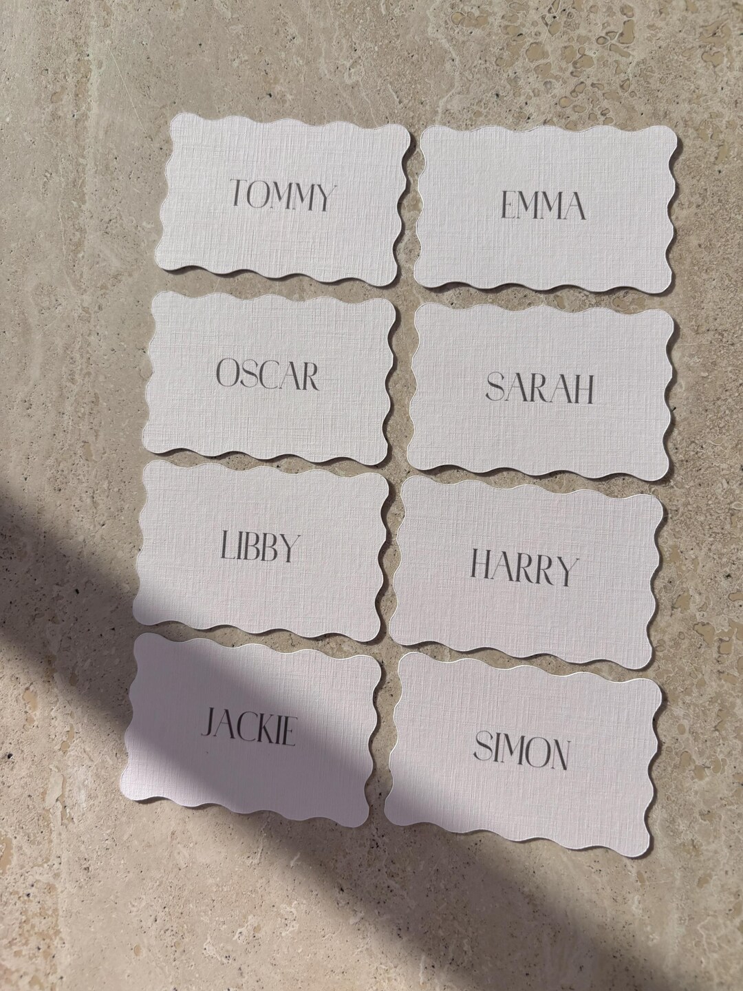 Blush Name Place Cards, Name Tags, Wavey Place Cards, Wedding Table ...